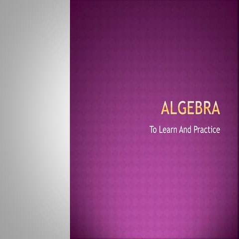 Algebra | PPT