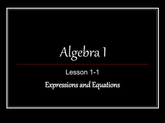 Algebra Expressions and Equations | PPT