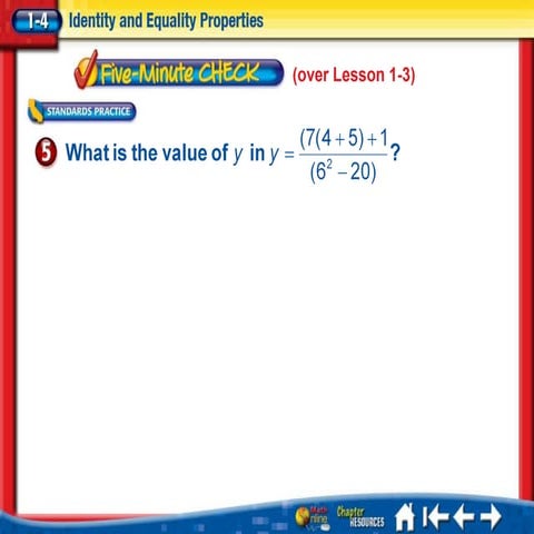 Algebra 1 identity and equality properties | PPT