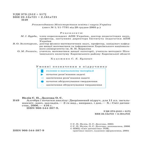 Algebra 11kl ua | PDF