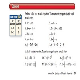 Algebra 1 book pages 23-24 | PDF