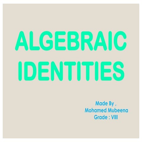 Mastering Algebraic Identities with Real-Life UAE Examples for Grade 8 ...