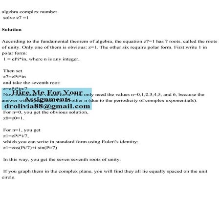 algebra complex number solve z7 =1SolutionAccording to the f.pdf