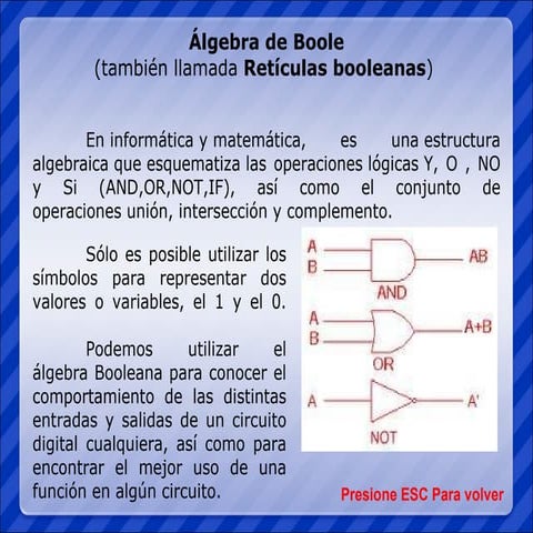Algebra de boole | PPT