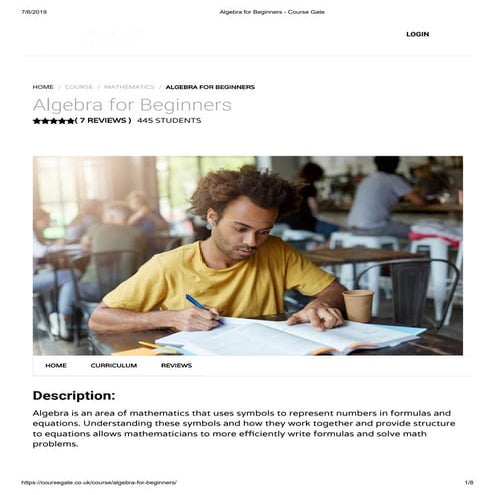 Algebra for Beginners - Course Gate | PDF