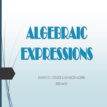 GRADE 7 Algebraic Expressions PowerPoint | PPTX