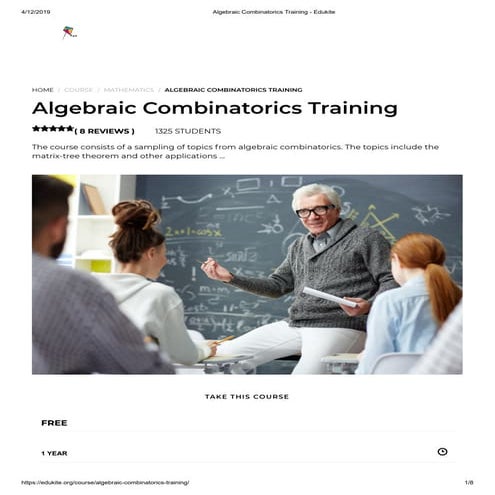Basic Concepts Of Algebraic Combinatorics - Edukite | PDF