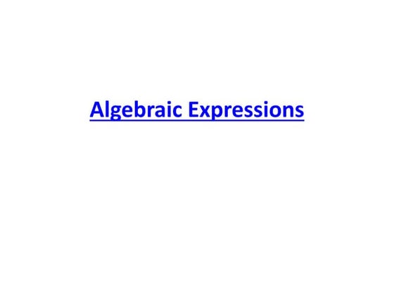 INTRODUCTION TO ALGEBRA | PPT