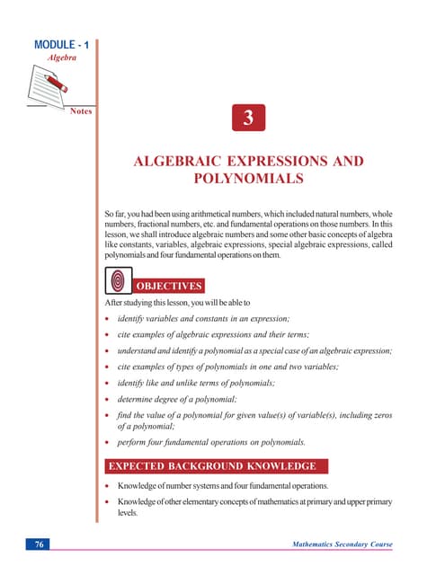 Mathematics Chapter 2 Polynomials | Class 9th | PPT | PPTX
