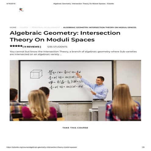Algebraic Geometry_ Intersection Theory On Moduli Spaces - Edukite | PDF