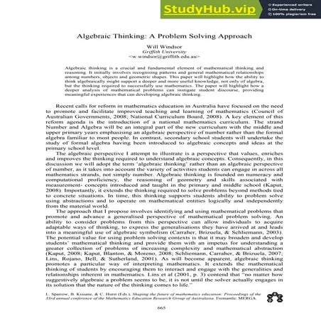 Algebraic Thinking A Problem Solving Approach | PDF | Educational Assessment | Education