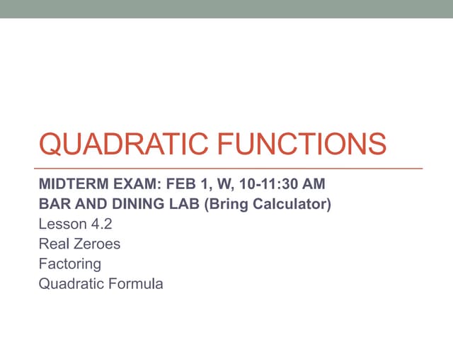 Mathematics 9 Lesson 3: Quadratic Functions | PPTX