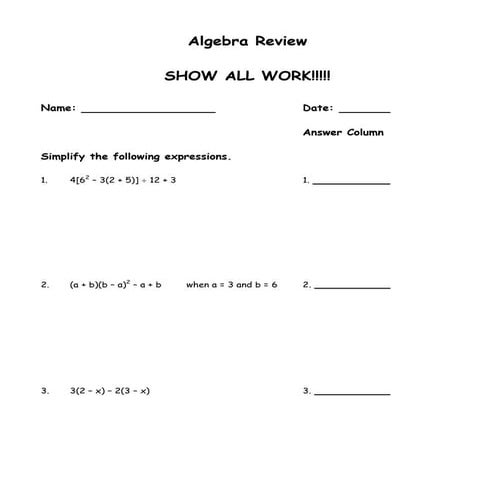 Algebra review | PDF