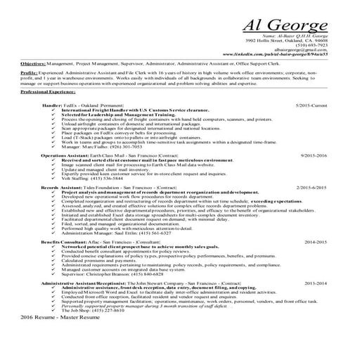 Al george.docx masters resume revised 2016 | DOCX