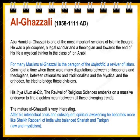 Al Ghazali (11th Century Muslim Philosopher) | PPT