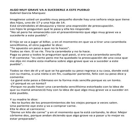 Algo muy grave va a suceder en este pueblo | PDF