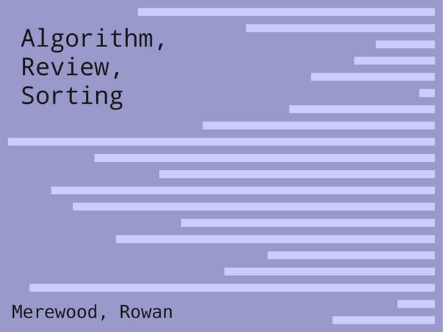 Algorithm Review Sorting Ppt