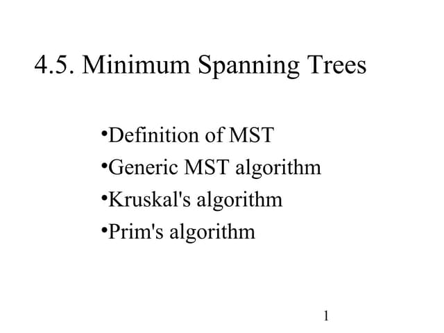 minimum spanning trees Algorithm | PPT minimum spanning trees Algorithm | PPT