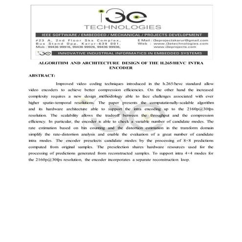 Algorithm And Architecture Design Of The H265 Hevc Intra Encoder Pdf 7183