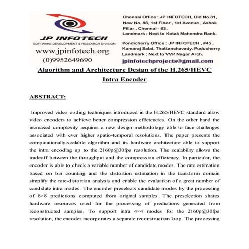 Algorithm And Architecture Design Of The H265 Hevc Intra Encoder Docx