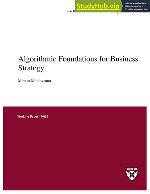 Algorithmic Foundations For Business Strategy Pdf Computer Software And Applications Computing