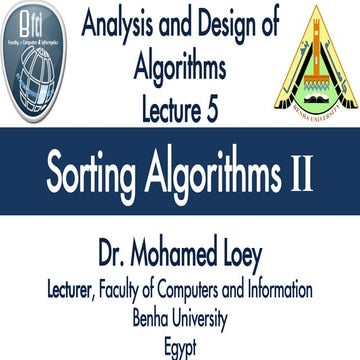 Algorithms Lecture 5 Sorting Algorithms Ii Ppt