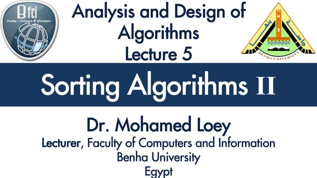 Algorithms Lecture 5 Sorting Algorithms Ii Pdf