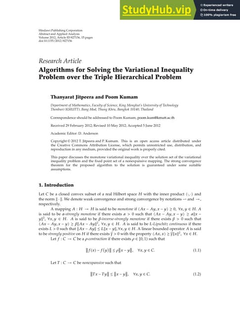 Algorithms For Solving The Variational Inequality Problem Over The