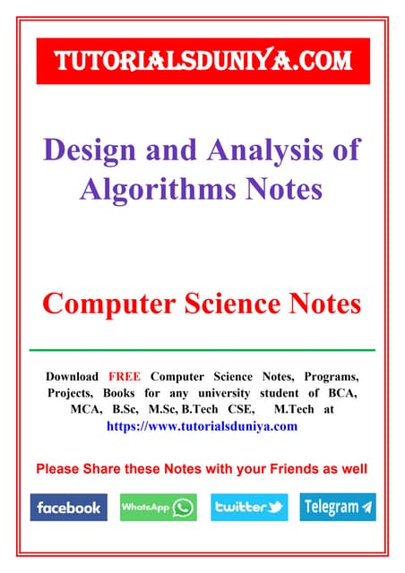 Algorithms notes 2 tutorials duniya | PDF Algorithms notes 2 tutorials duniya | PDF