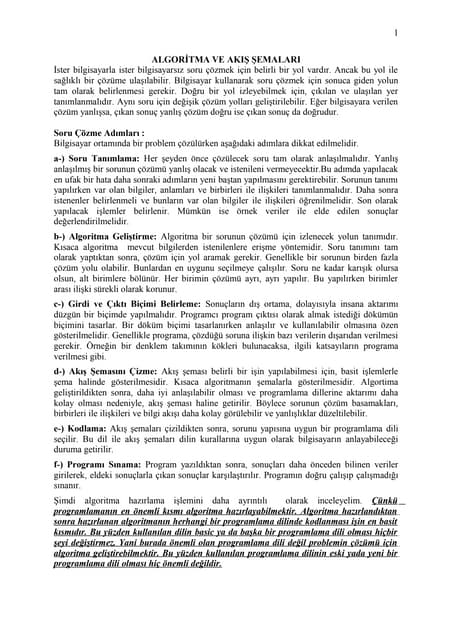 Algoritma ve akış şemaları | PDF