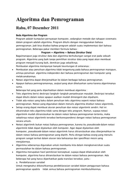 Algoritma Pemrograman nlp pseudocode dan flowchart | PPTX