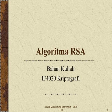 Matkul Kriptografi: Algoritma RSA (2015).ppt