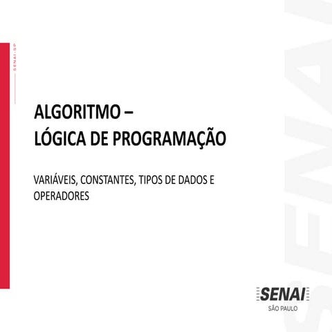 Algoritmos Variáveis Constantes Tipos De Dados E Operadores Ppt