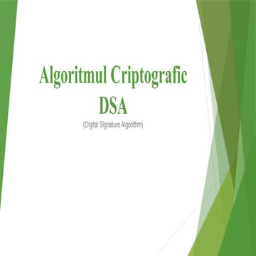 Algoritmul Criptografic DSA(Digital Signature Algorithm) | PPT