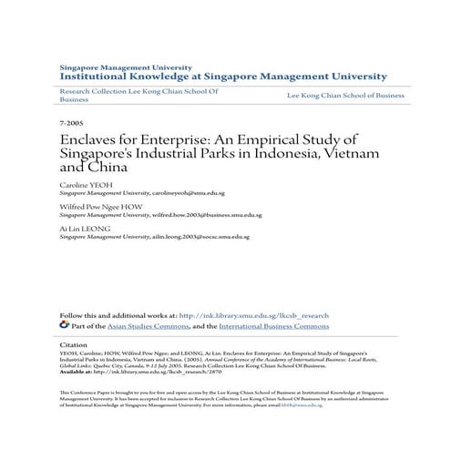 Advancing Singaporechina Economic Relations Sweehock Saw Editor John ...
