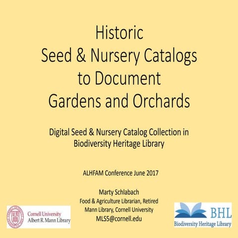 Historic Seed & Nursery Catalogs to Document Gardens & Orchards ...
