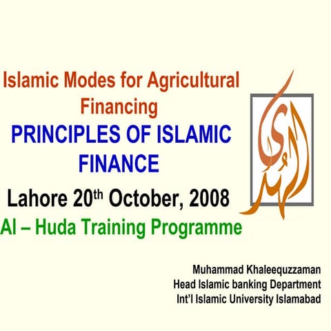 Alhuda CIBE - Principles of islamic finance by muhammad khaleequzzaman ...