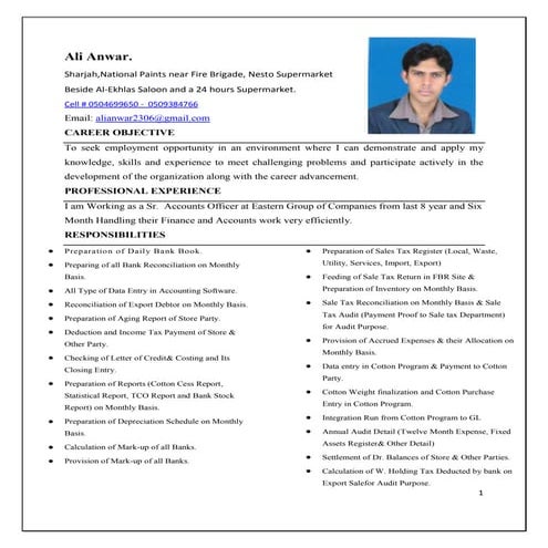 Ali anwar cv | DOCX