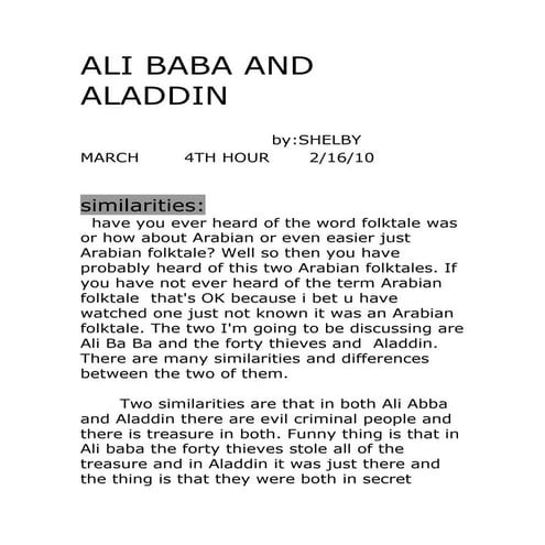 Ali Baba and the forty thieves/Aladdin | DOC
