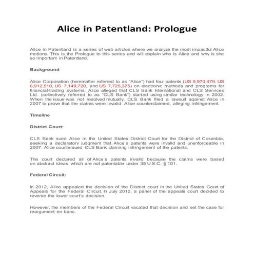 Patent Examination Examiner Guidelines on Alice | PPT