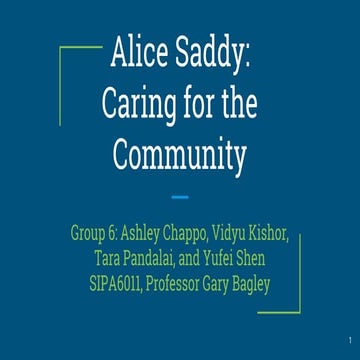Case Study - Alice Saddy: Caring for the Community | PDF