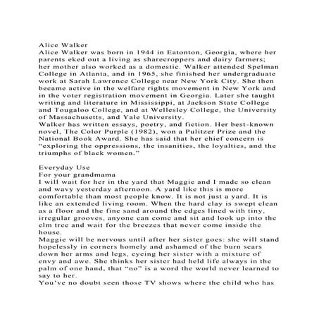 Analyzing Everyday Use By Alice Walker | PDF