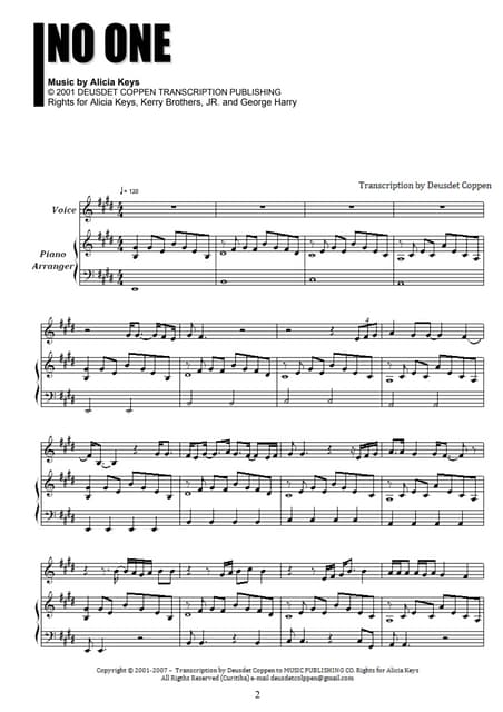 No One Alicia Keys Piano