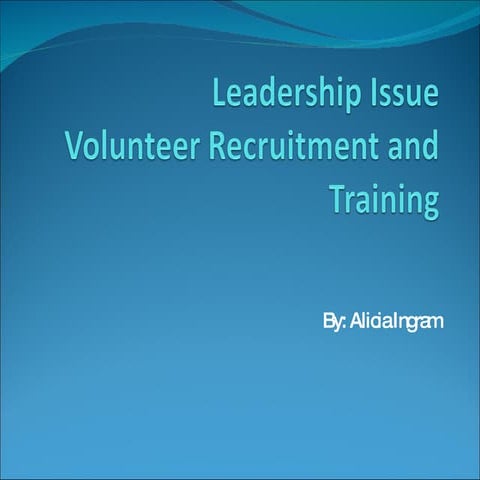 Volunteer Recruitment & Training | PPT