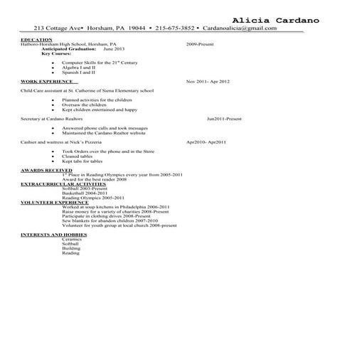 Alicia Marie Resume | DOCX