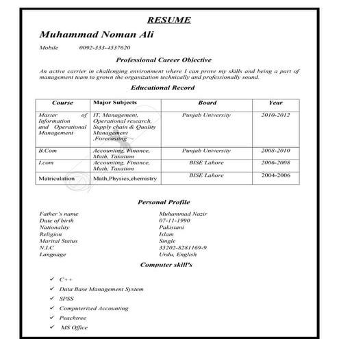 Muhammad Usman CV | DOCX