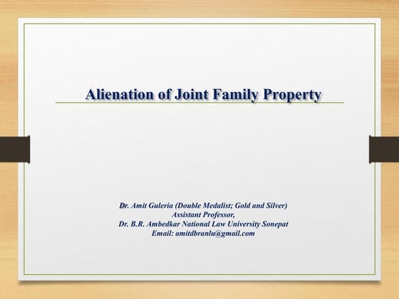 Notion of Joint Hindu Family | PPT