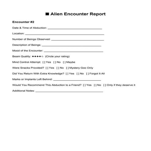 Printable UFO Encounter Log – Alien Abduction Journal PDF | PDF