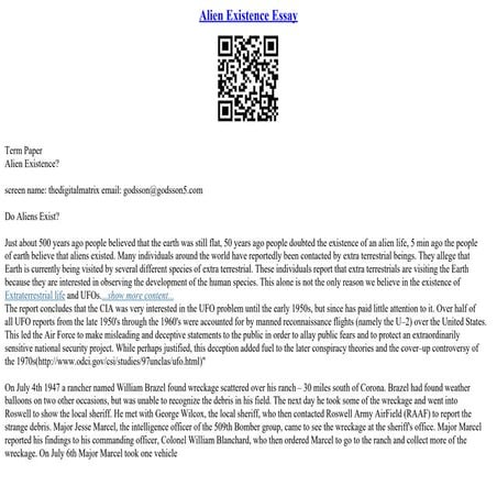 Alien Existence Essay | PDF | Paranormal Phenomena | Hobbies & Interests
