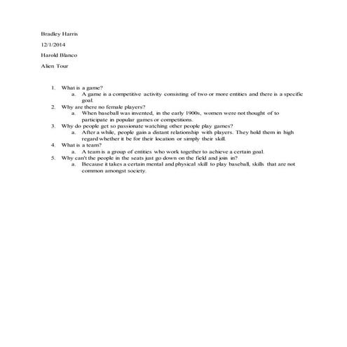 Alien tour assignment | DOCX